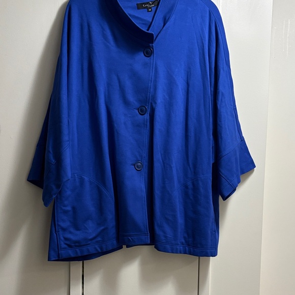 Toni T | Jackets & Coats | Toni T Vibrant Blue Buttonup Cape | Poshmark